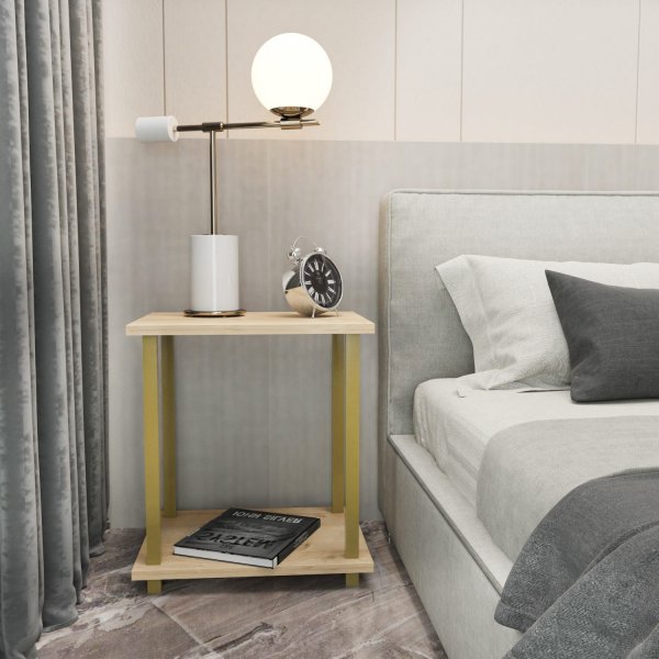 Gurnee sidebord 44,6 x 35 cm - Gull/eik - 2395,- - Lampebord - Trendrom.no